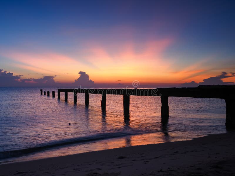 The First Light of the Day with the Romantic Atmosphere by the Sea ...