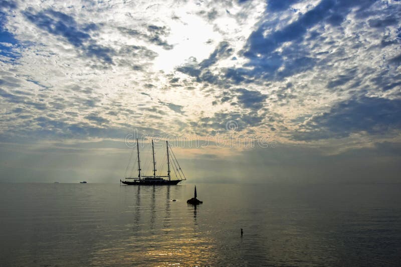 The First Light of the Day on a Sailing Boat Stock Image - Image of ...