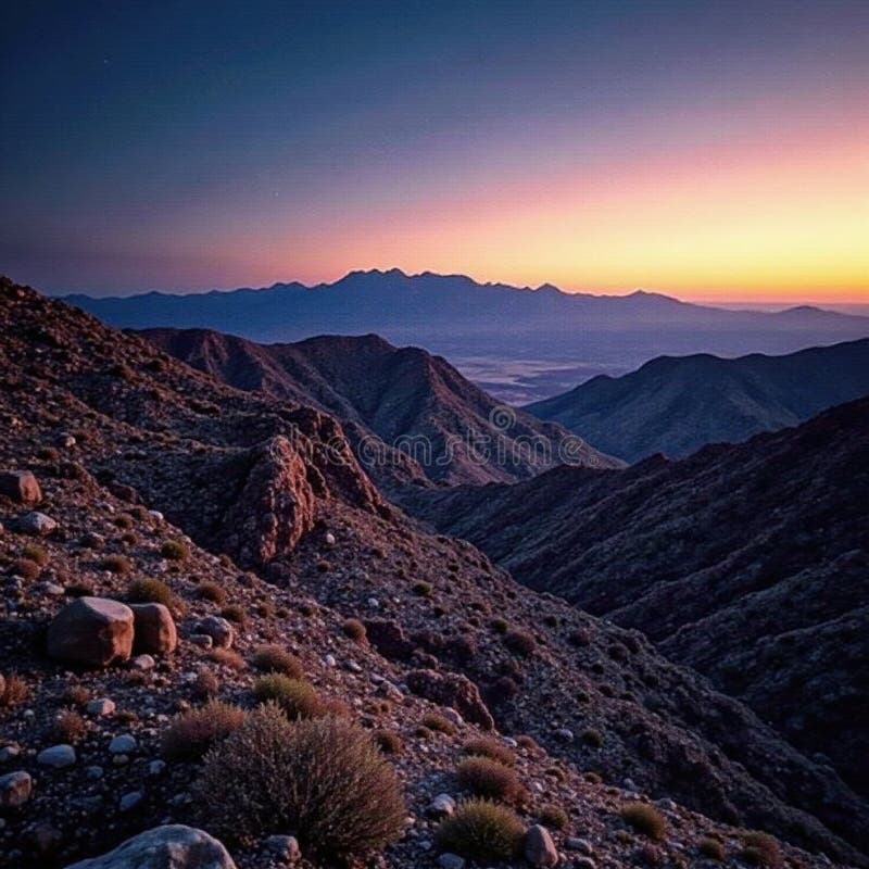 First Light Illuminates Stark Desert Mountain Range, Nevada Border ...