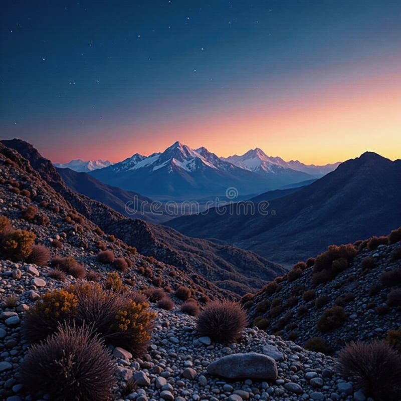 First Light Illuminates Stark Desert Mountain Range, Nevada Border ...