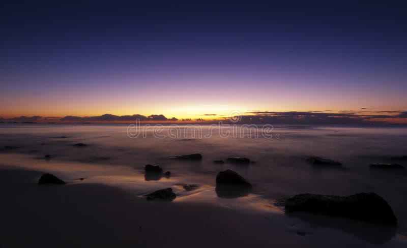 First Lights of Dawn on a Tropical Beach in Mexico Stock Image - Image ...