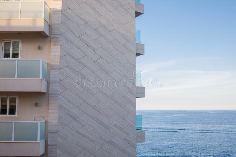 First Line Apartments with Sea View House Background Stock Photo ...
