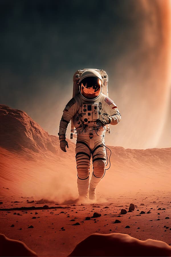 First man on mars stock illustration. Illustration of space - 266925775