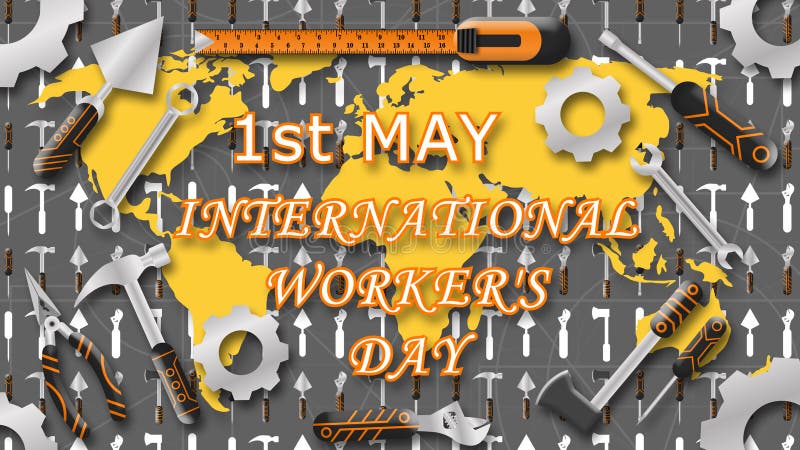 First May International Workers Day Greetings with Workers Tool and ...