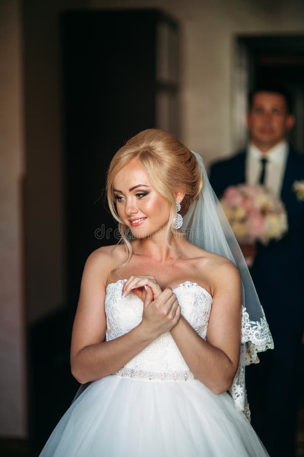 First Meet of Groom and Bride in Hotel Room Stock Photo - Image of ...