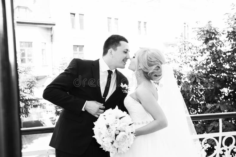 First Meet Groom and Bride in Wedding Morning Stock Photo - Image of ...