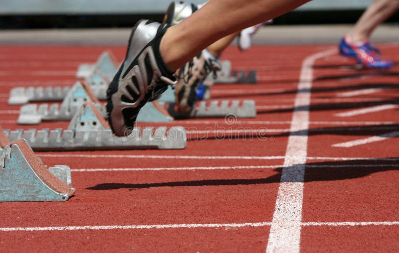 Runners at Starting Line Ready To Race Stock Image - Image of latin ...