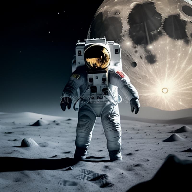 The First Man on the Moon, Apollo 11. Vector Flat Illustration Stock ...