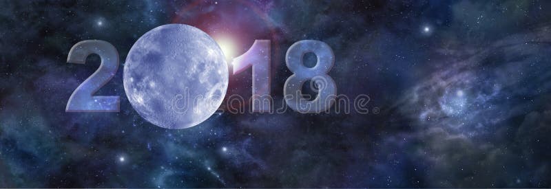 First Moon in 2018 Website Header Stock Image - Image of month ...