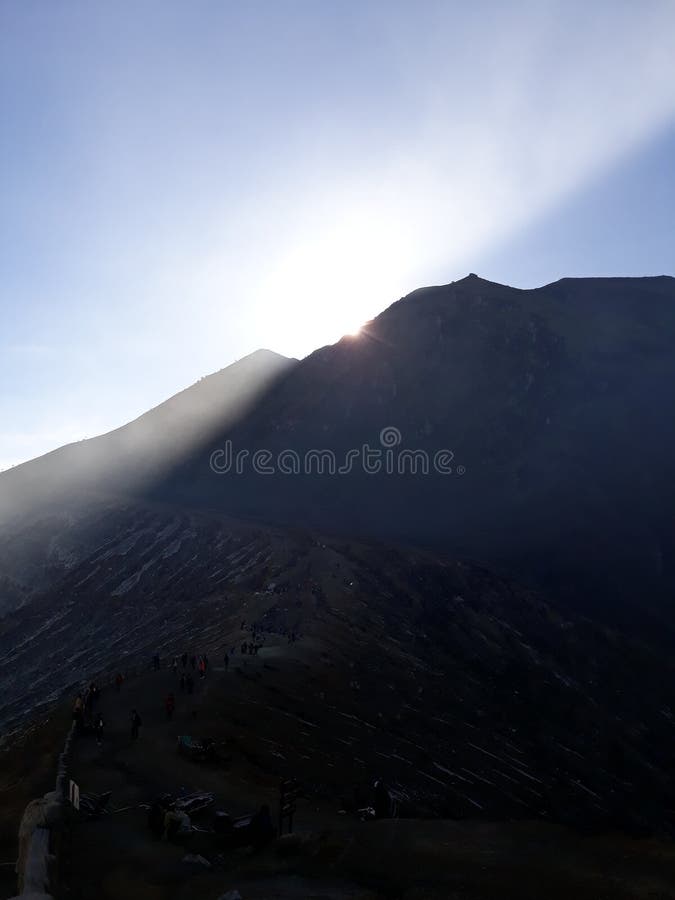 First Morning Light on the Top of the Mountain Stock Photo - Image of ...