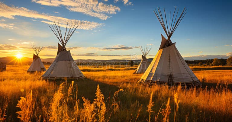 First Nations Tipis on the Open Prairie Stock Illustration ...