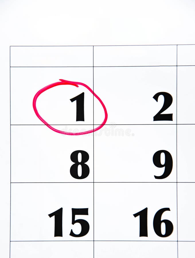 The First Number in the Calendar is Circled in Red in Macro. Calendar ...