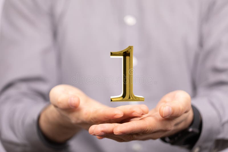 A First or One Years Award Digital Number Award Anniversary 3d Stock ...