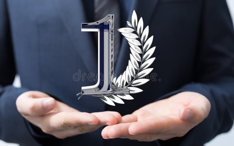 A First or One Years Award Digital Number Award Anniversary 3d Stock ...