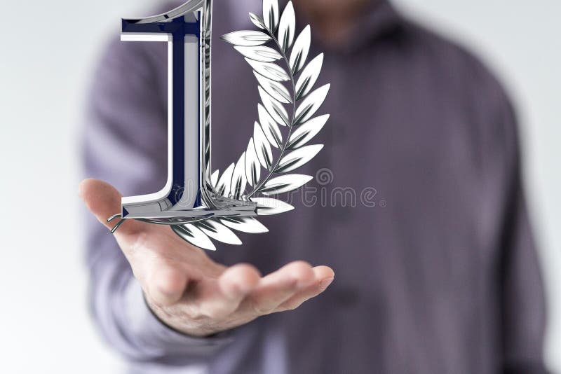 A First or One Years Award Digital Number Award Anniversary 3d Stock ...