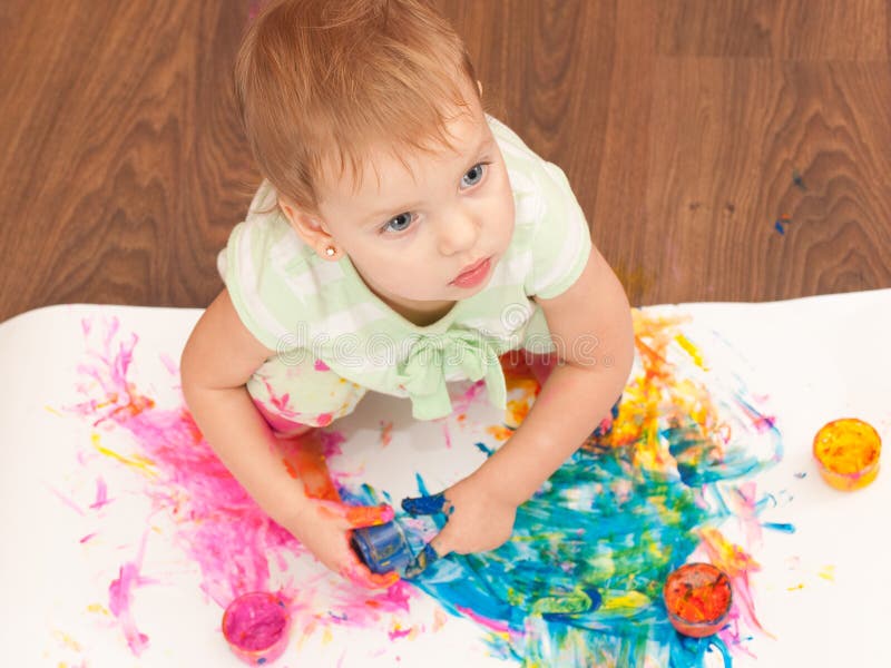 The first painting lesson stock image. Image of smart - 179024129