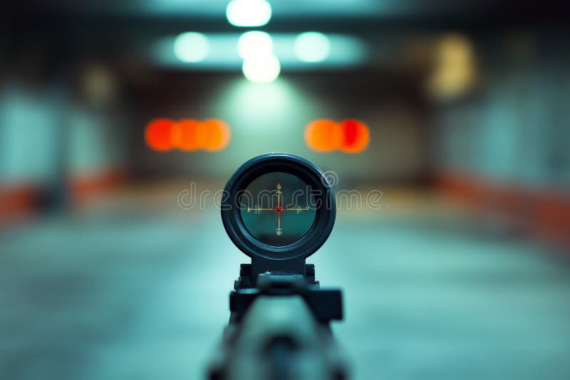 First-person Perspective of Aiming through the Sight of a Pistol in a ...