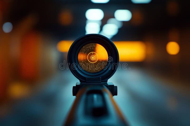First-person Perspective of Aiming through the Sight of a Pistol in a ...