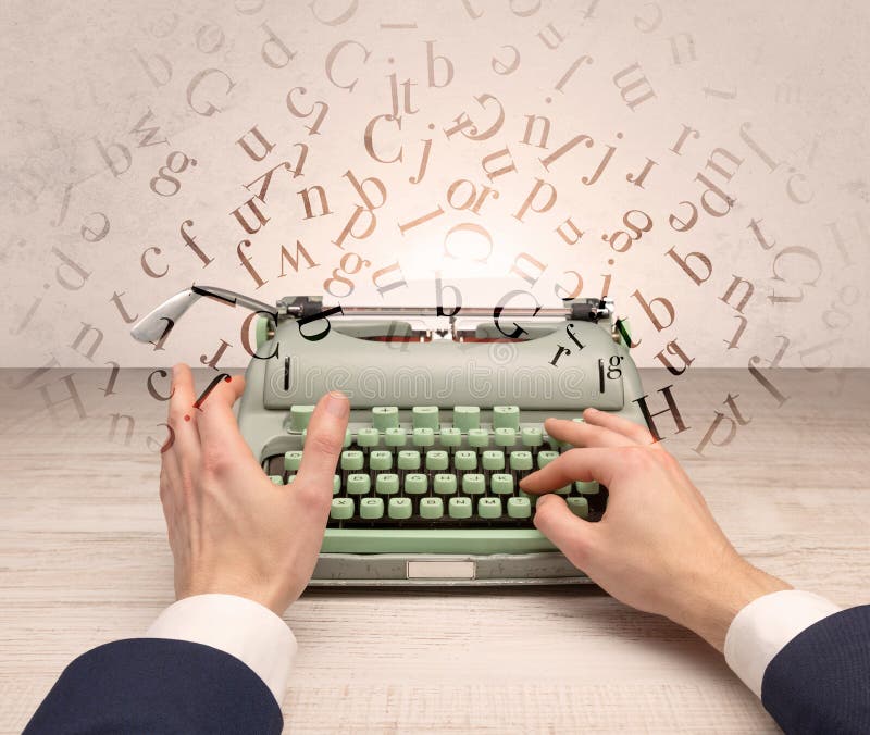 First Person Perspective Elegant Hand Typing with Flying Letters ...