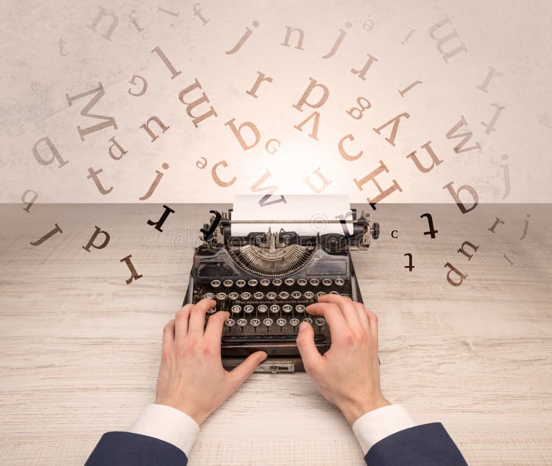 First Person Perspective Elegant Hand Typing with Flying Letters ...