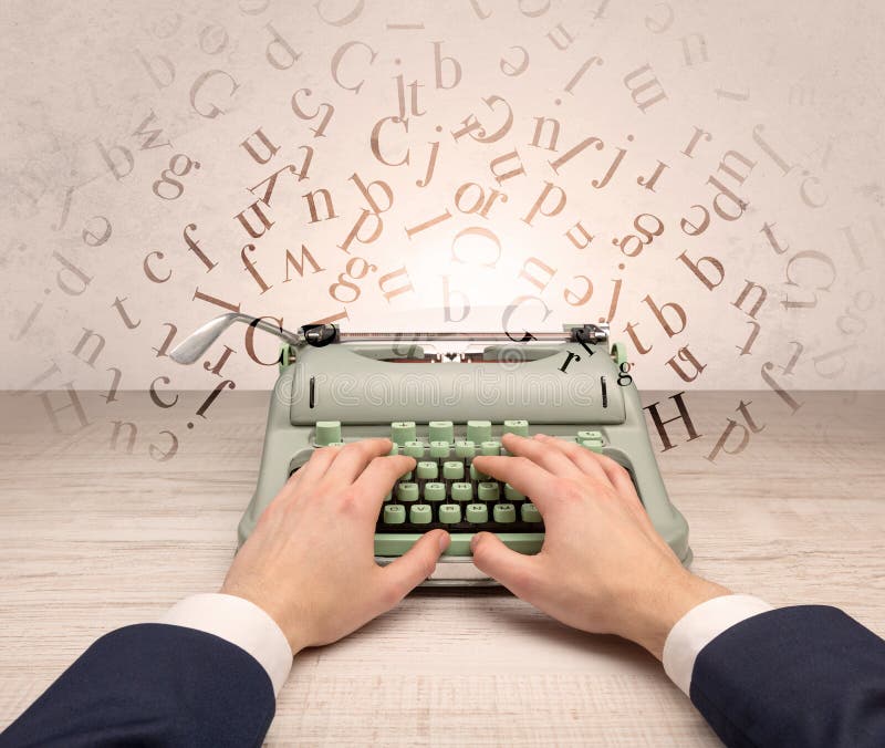 First Person Perspective Elegant Hand Typing with Flying Letters ...