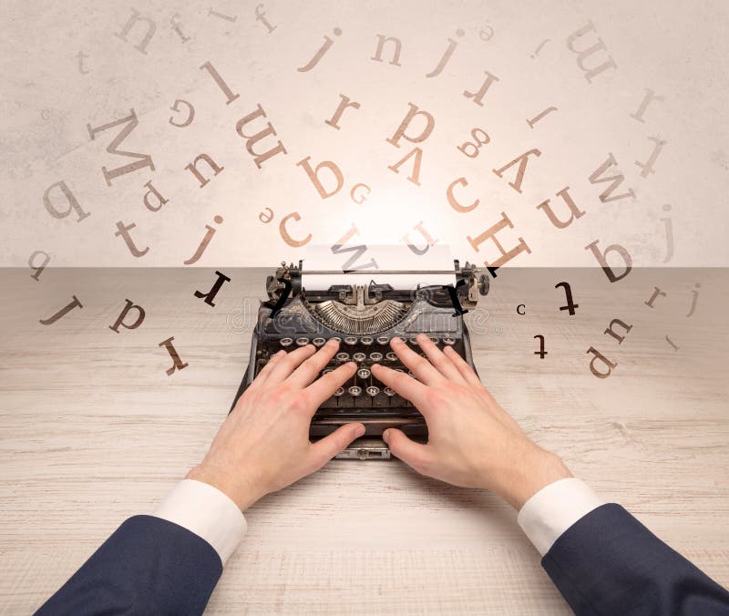 First Person Perspective Elegant Hand Typing with Flying Letters ...