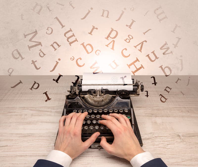 First Person Perspective Elegant Hand Typing with Flying Letters ...