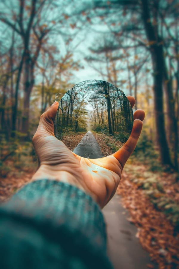 First-person Perspective of a Hand Holding a Lens that Captures a ...