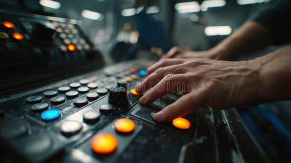 First-Person View of Hands Operating CNC Machine Control Panel with ...