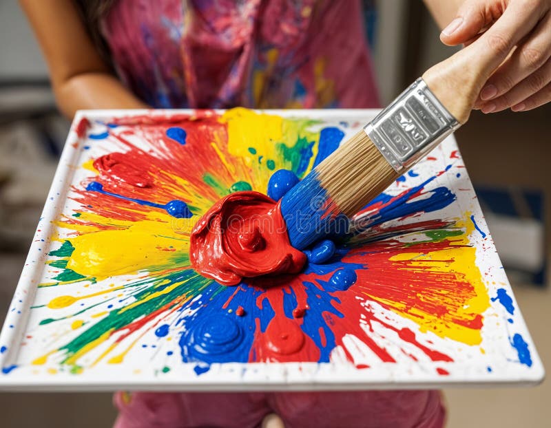 First-person Perspective of Vibrant Paint Being Splashed Onto a Screen ...