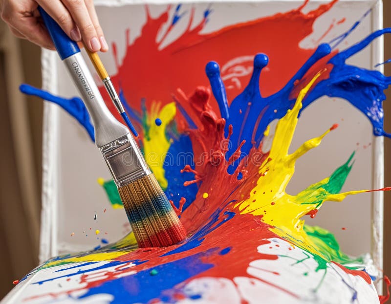 First-person Perspective of Vibrant Paint Being Splashed Onto a Screen ...