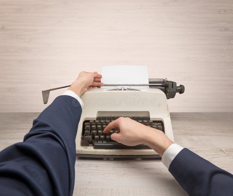 First Person Perspectve Hand Writing on an Oldschool Typewriter Stock ...