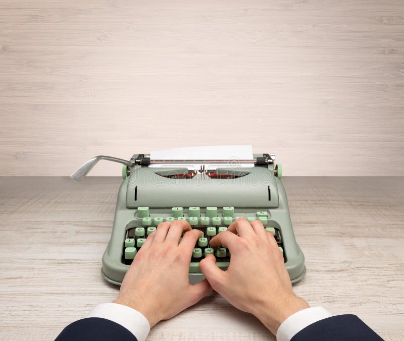 First Person Perspectve Hand Writing on an Oldschool Typewriter Stock ...