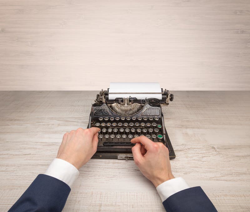 First Person Perspectve Hand Writing on an Oldschool Typewriter Stock ...