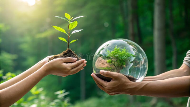 First Person Protecting Our Planet Sapling and Terrarium in Forest ...