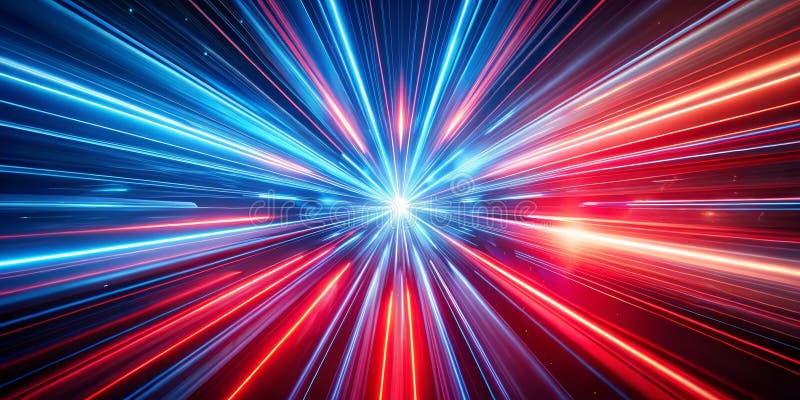 First-Person Speed Burst Red and Blue Light Streaks Stock Illustration ...