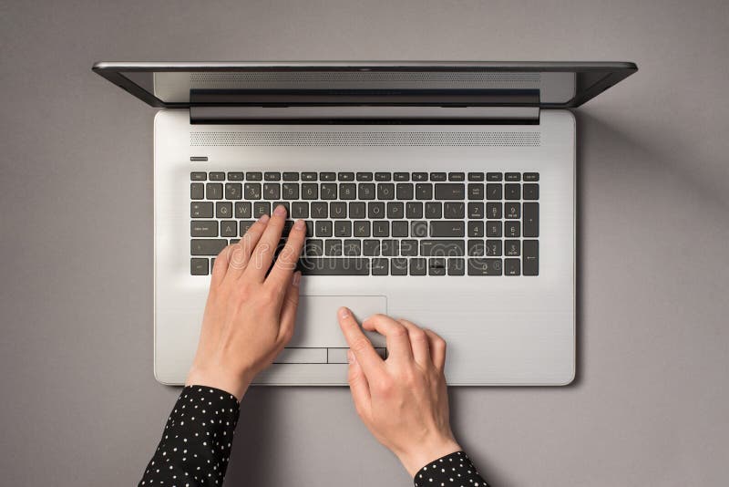 First Person Top View Photo of Hands Using Laptop Touchpad and Typing ...