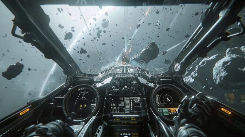 First-person View from the Cockpit of a Spacecraft Navigating through ...