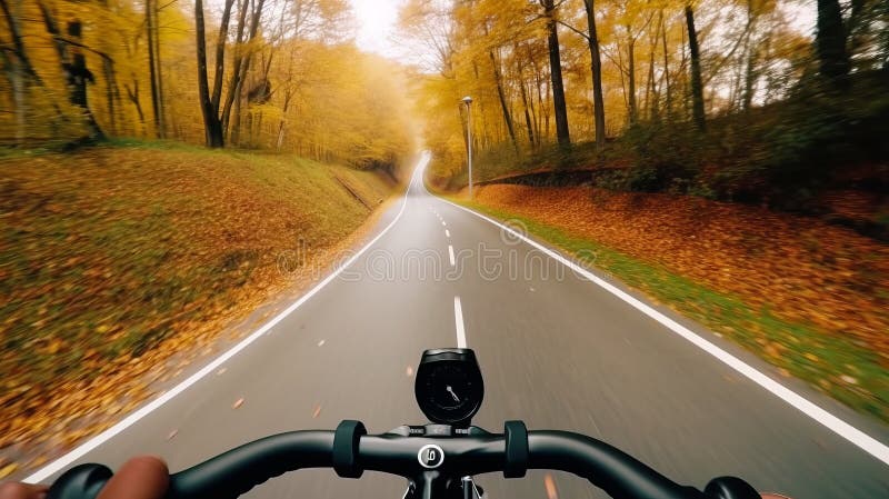 First Person View the Cyclist. Generative AI Stock Illustration ...