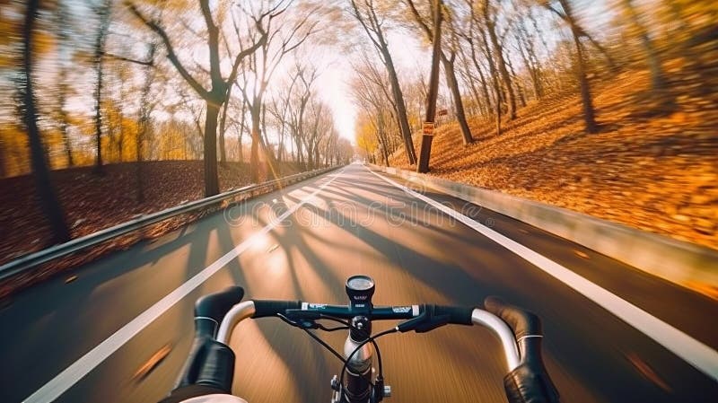 First Person View the Cyclist. Generative AI Stock Illustration ...