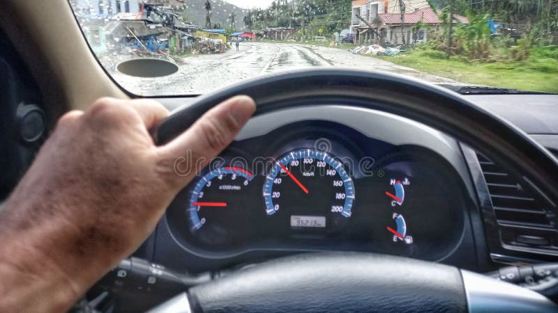 First Person View Driving a Car Along the Road. Stock Photo - Image of ...