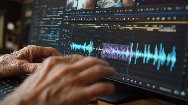 First-Person View of Editing Interview Footage in Media Software Stock ...