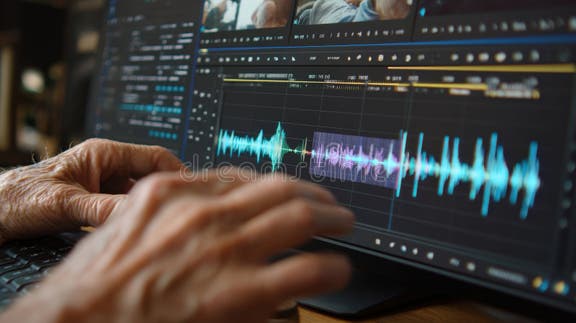 First-Person View of Editing Interview Footage in Media Software Stock ...