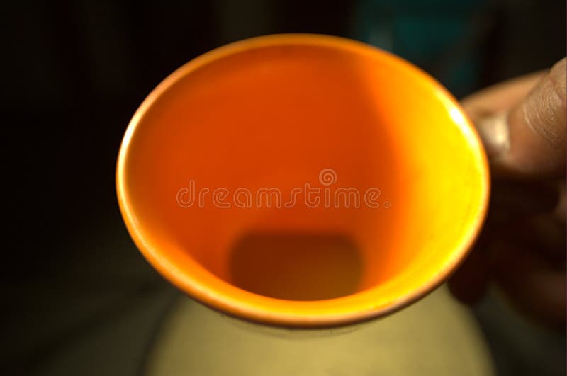 First Person View of an Empty Cup of Coffee or Tea Held in Hand. Stock ...