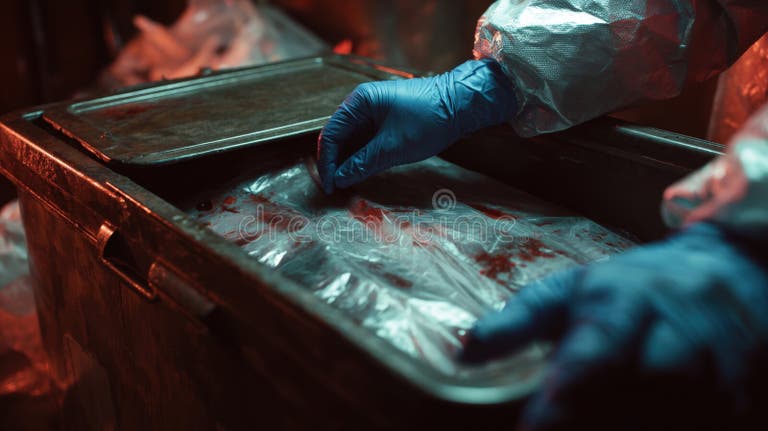 First-Person View of Hands Closing Biohazard Container for Safe ...