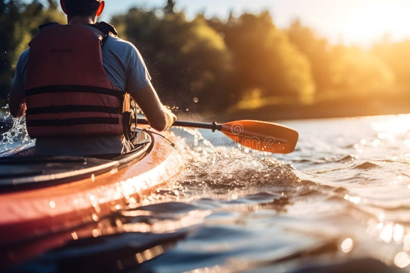 First Person View Kayaking on a Lake in the Alps Stock Illustration ...
