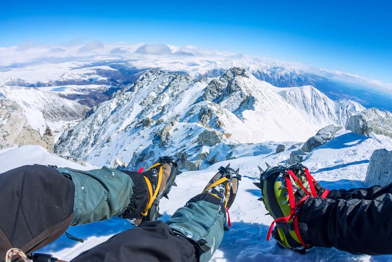 First Person View Gopro Stick in His Hand on the Ice of Lake Baikal ...