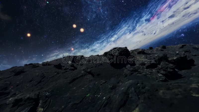 First-person View of Traveling Over Asteroid Surface in Space Stock ...