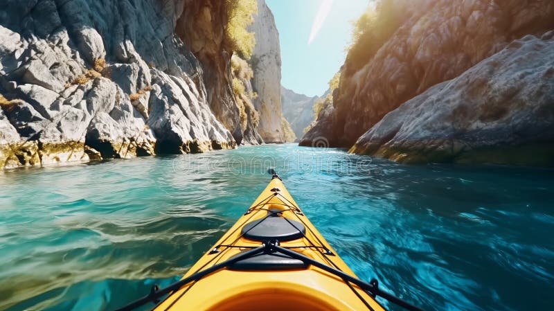 First-person View Whitewater Kayaking Extreme Kayaking. Generative AI ...