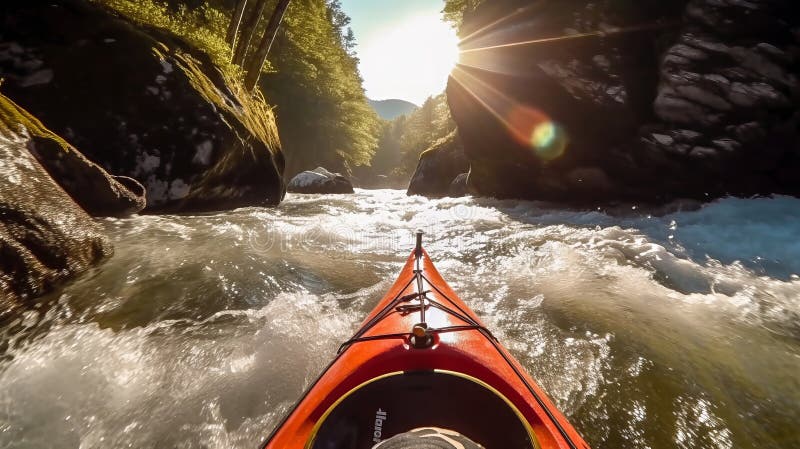First-person View Whitewater Kayaking Extreme Kayaking. Generative AI ...